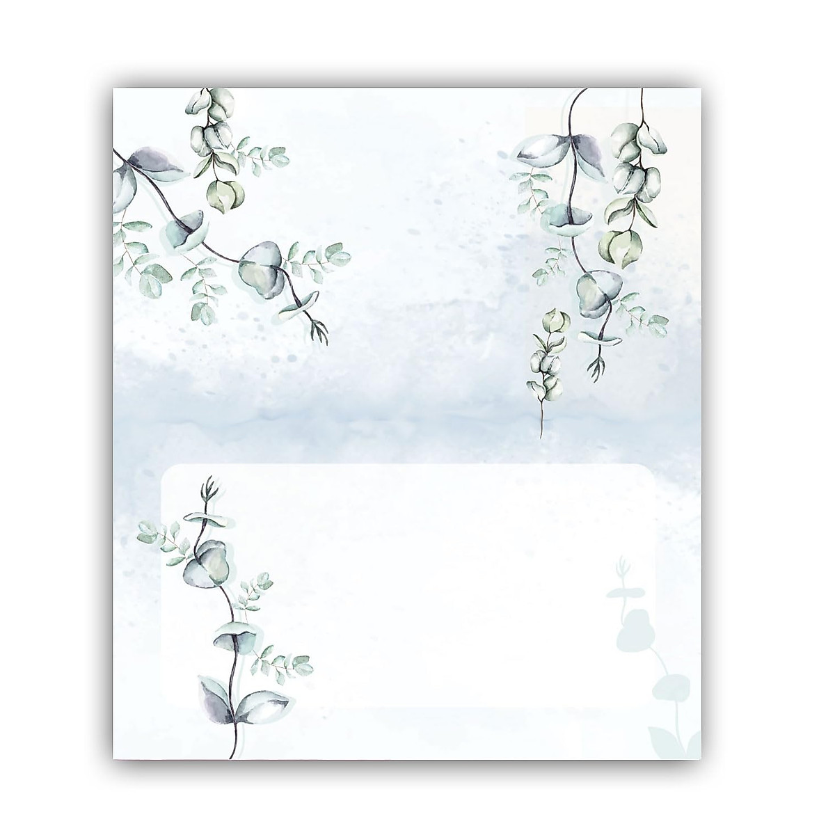 Stonehouse Collection | Floral Eucalyptus Table Tent | Neutral Name Card With Flowers | Wedding Place Setting | 25 CountRose (Eucalyptus)