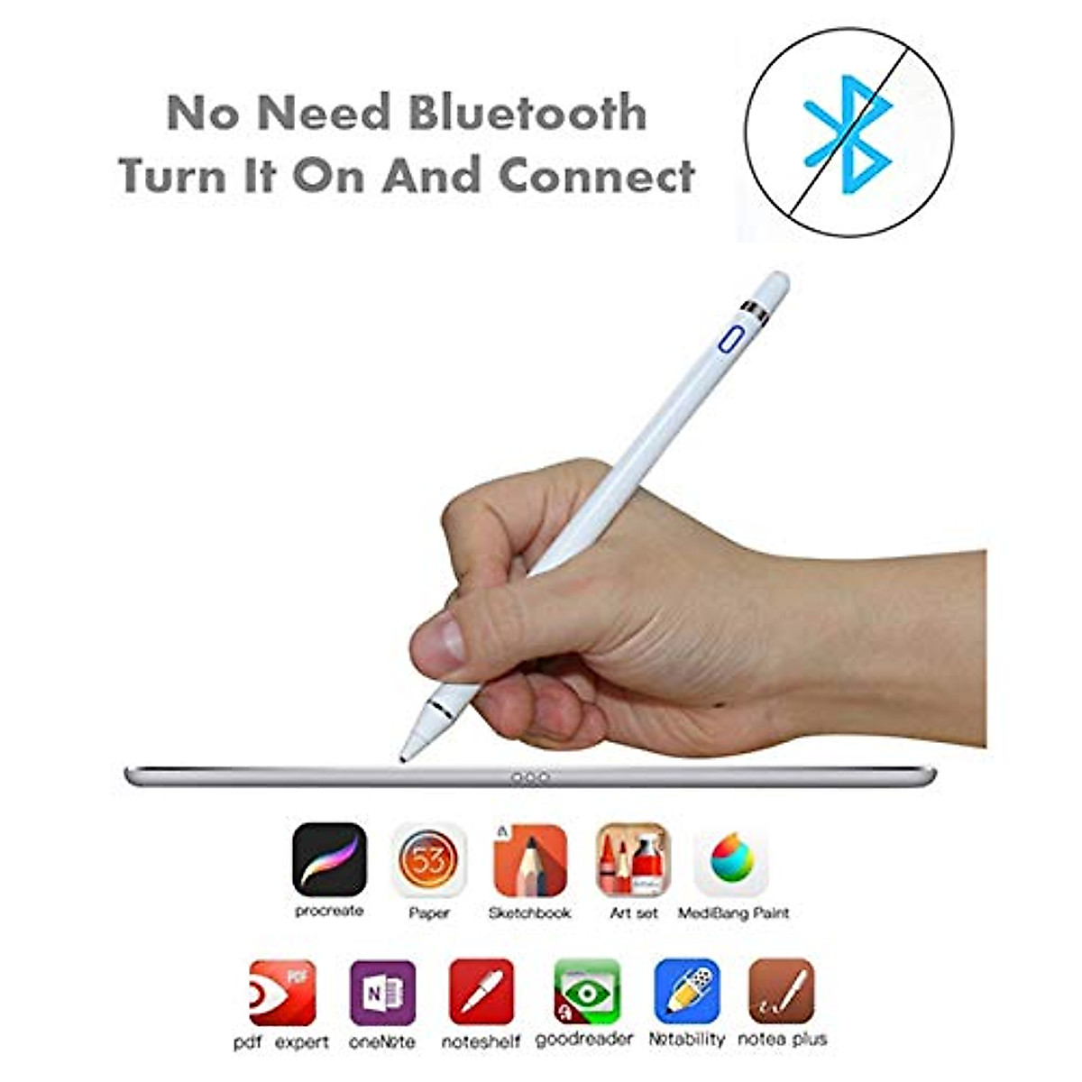 Stylus Pen Pencil 1st Generation Gen Replacement for Apple iPad Pro 1st iPad 1st 2nd 3rd 4th 5th iPad Mini 1 2 3 4 iPad Air 1st 2nd iOS Android Capacitive Tablet Touch Screen+Free Holder (Black)