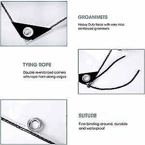 Clear Waterproof Tarp, PVC 11.8 Mil Tarpaulin with Grommets and Cable Tie, Duty Heavy Tear Resistant Cover for Camping, Plants Greenhouse, Cars, Patio and Pavilion