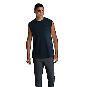 Fruit of the Loom Men's Eversoft Cotton Sleeveless T Shirts, Breathable & Moisture Wicking with Odor Control, Sizes S-4x, Muscle-2 Pack-Black Heather