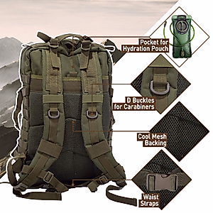 Bug Out Bag Backpack - 50L Tactical Backpack - Great for Survival Essentials (Tan)