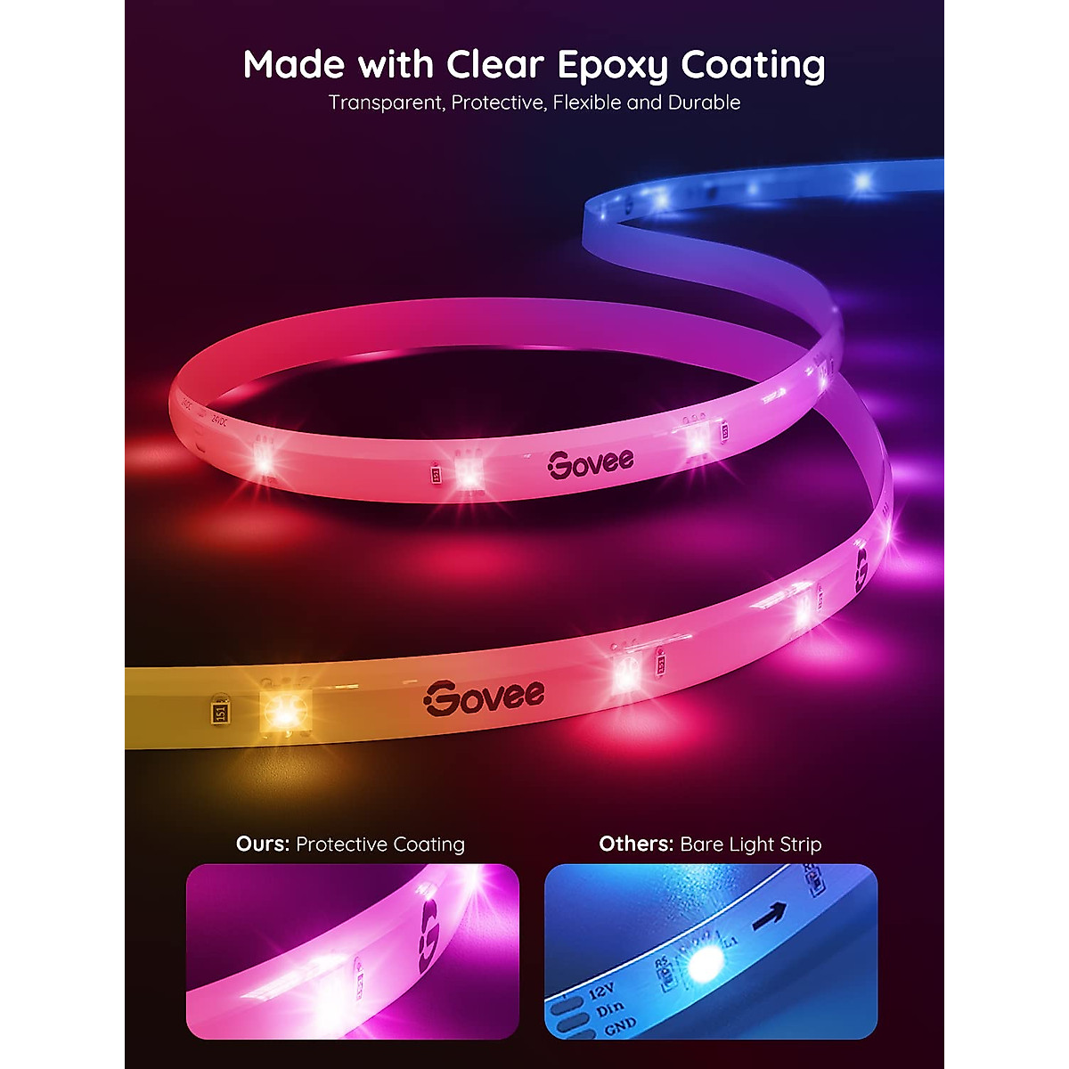 Govee 65.6ft RGBIC LED Strip Lights for Bedroom, Smart LED Strip Lights Alexa Compatible, DIY Multiple Colors on One Line, Color Changing LED Lights Music Sync, Festival Decoration, 2 Rolls of 32.8ft