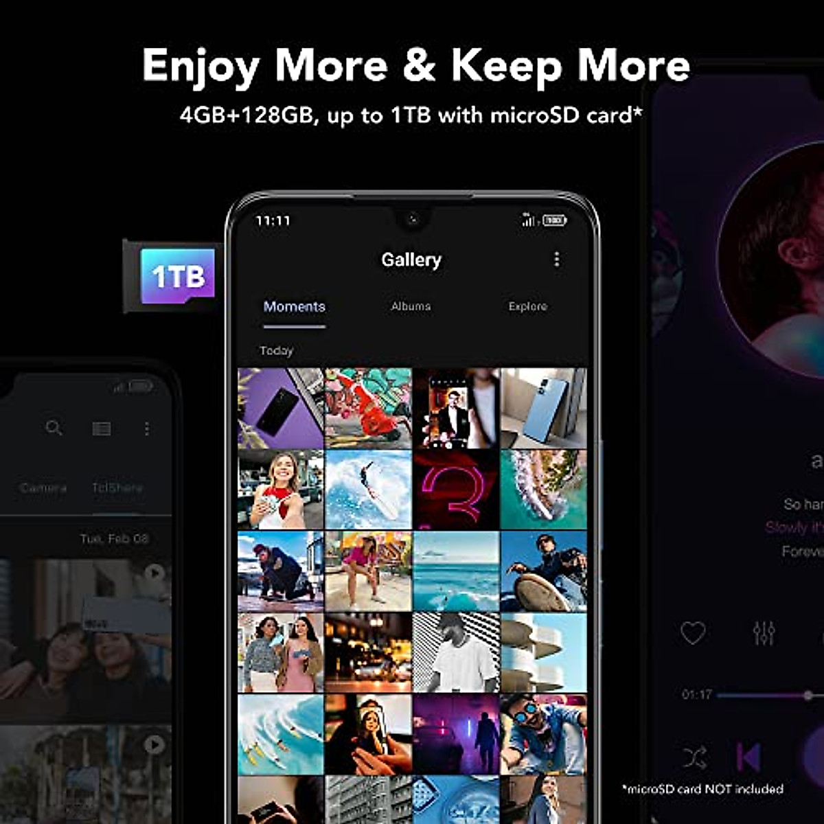 TCL 30 5G |2022|Cell Phone 5G Unlocked Smartphone, 4/128GB, 50MP Camera, 5010mAh Battery, 6.7” FHD+ AMOLED Display, android 12, US Verizon, Single-SIM, Tech Black (NO Boost/Spectrum/Xfinity/Assurance)