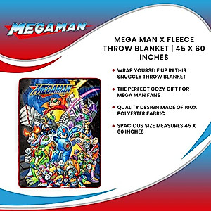 Mega Man X Fleece Throw Blanket | Plush Soft Polyester Cover For Sofa and Bed, Cozy Home Decor, Luxury Room Essentials | Capcom Video Game Gifts For Adults and Kids | 45 x 60 Inches