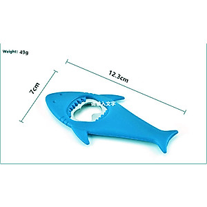 L & H Household Cool Shark bottle Opener Silicone Stainless Steel Beer Bottle Opener Shark Refrigerator Magnet 4.8" x 2.7 (Blue, 1)