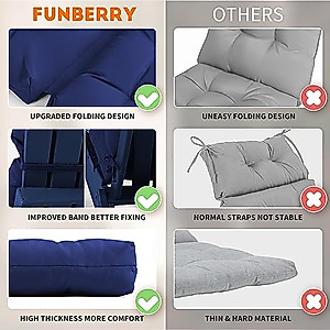 FUNBERRY Patio Chair Cushions Set of 4,Adirondack Chair Cushion,Improved Comfy Outdoor Chair Cushions,Rocking Chair Cushion,Cushions for Adirondack Chairs,High Back Patio Chair Cushions