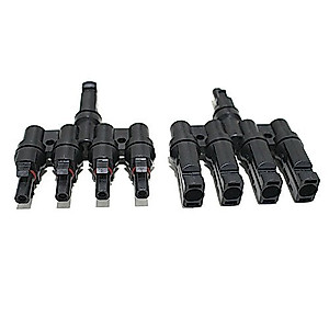 eoocvt 1 Pair Solar Energy Panel MC-4 T Branch Connectors Cable Coupler Combiner - 1 Male to 4 Female(M/4F) and 1 Female to 4 Male(F/4M)