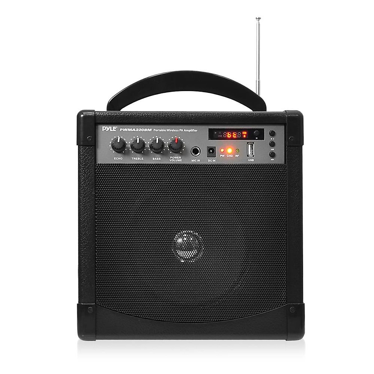 Pyle Portable Outdoor PA Speaker Amplifier and Microphone System with Bluetooth Wireless Streaming, Rechargeable Battery, Belt Pack Transmitter, Headset, Lavalier, Wired Handheld Mic - PWMA220BM