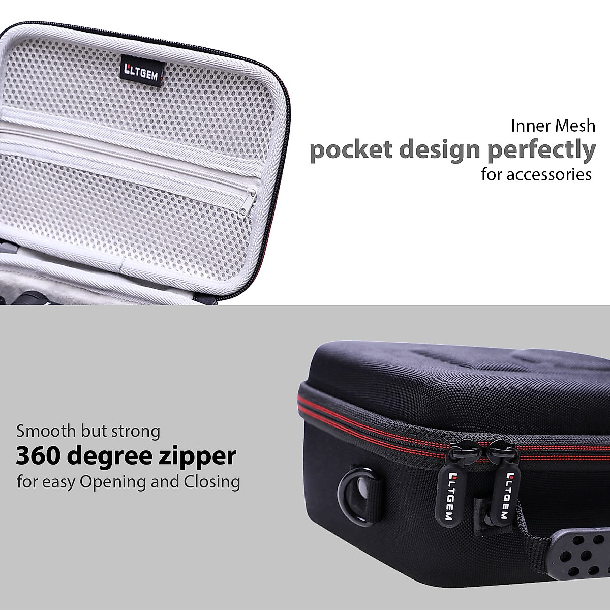 Hard Case for Sony ZV-1F / ZV-1 / ZV-1 II Digital Camera with Shoulder Strap by LTGEM, Fits Vlogger Accessory Kit Tripod and Microphone - Travel Protective Carrying Storage Bag(Black+Grey)