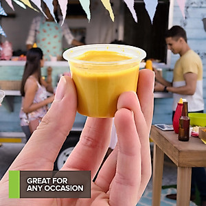 Stock Your Home 100 Pcs Clear Commercially Compostable Shot Glasses 1 oz, Plant Based Eco Disposable Shot Cups for Jello, Sauce, Condiments, Environmentally Friendly