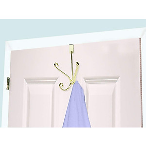 Home Basics Over The Door Double Hook (Gold)