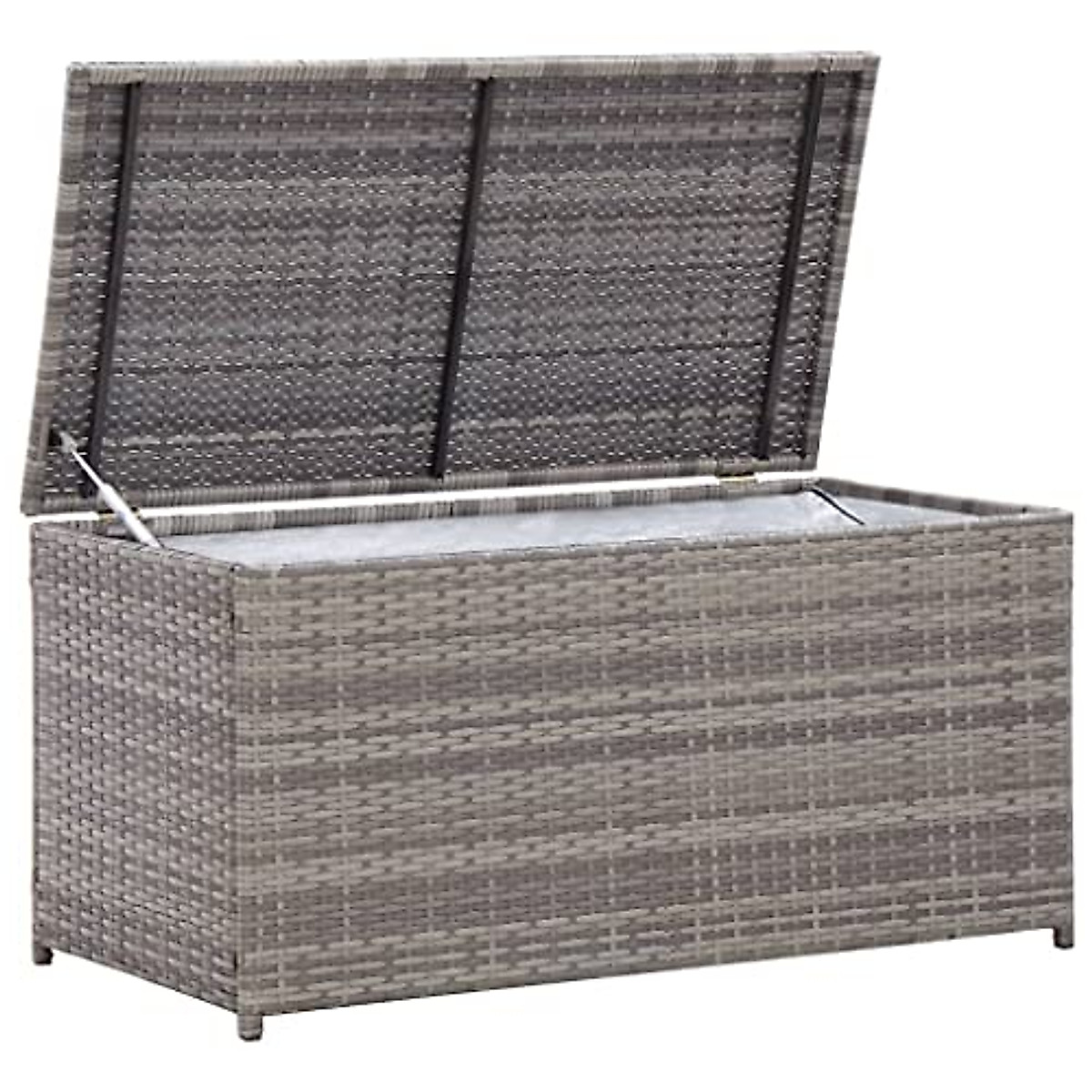loibinfen Patio Storage Box Poly Rattan 39.4"x19.7"x19.7" Gray Patio Garden Outdoor Storage Container for Toys, Furniture Deck Box (Weight:22.05 lbs)