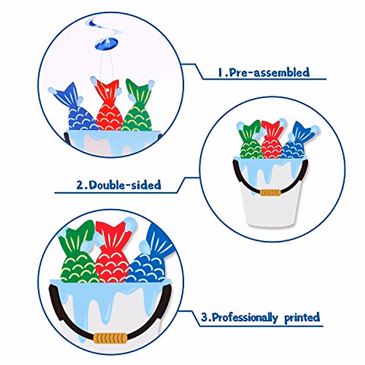 30CT Gone Fishing Party Hanging Swirl Decorations Kit Little Fisherman The Big One Birthday Baby Shower Photo Props Summer Reel Fun Ideas Ceiling Door Foil Whirls Streamers Supplies