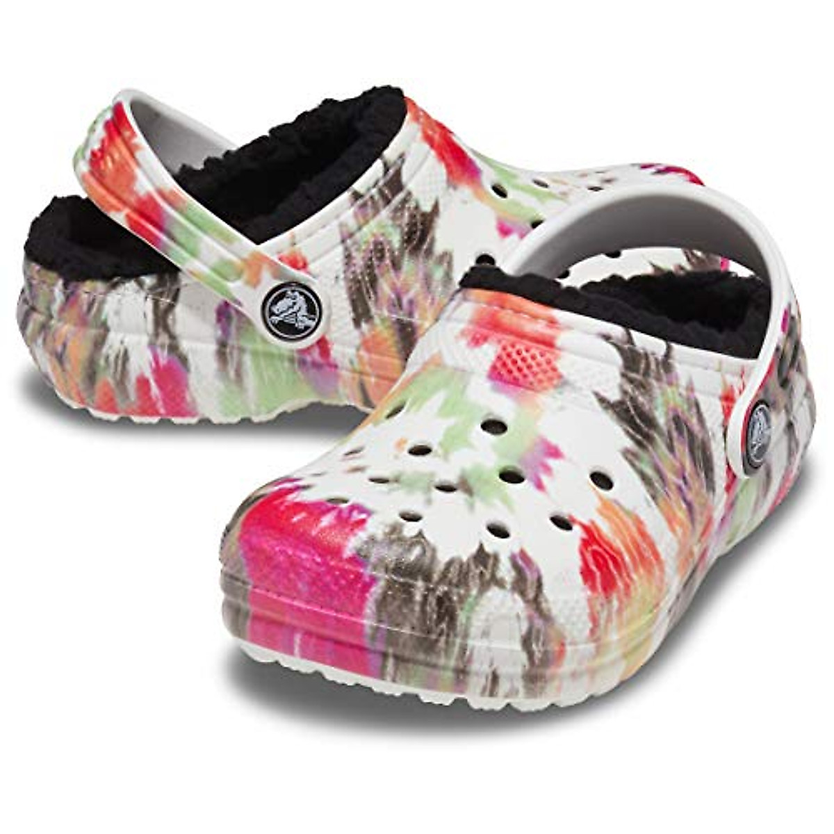 Crocs unisex child Kids' Classic Tie Dye Lined | Kids' Slippers Clog, Blotched Tie Dye, 5 Big Kid US