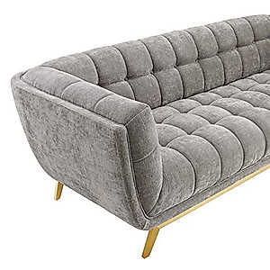 Modway Bestow Tufted Crushed Performance Velvet Sofa, Light Gray