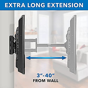 Mount-It! Long Arm TV Mount, Full Motion Wall Bracket with 40 inch Extension Articulating Arm, Fits Screen Sizes 42, 47, 50, 55, 60, 65, 70, 75, 80 Inch, VESA 800x400mm Compatible, Holds up to 110 lbs