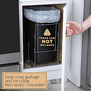 HOLDN’ STORAGE Pull Out Trash Can Under Cabinet - Trash Can Not Included - Dedicated Space for Disposable Trash Bags, Requires a 11” Cabinet Opening, Adjustable, Heavy Duty, Anti Rust Chrome Finish