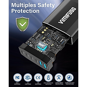 PD3.1 USB C Charger,Dual 65W Port USB C Charging Station,Vimifuso Aluminum Alloy Compact 6 Port USB C Fast Charger for Travel,140W Max Single Port GaN Fast Charger for MacBook Pro/Air M2(Black)