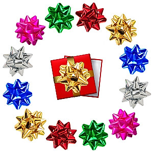 150pcs 1 Inch Gift Wrap Bow 1" Tiny Self Adhersive Mini Present Wraping Mini Bows 6 Colors Holiday Festiveal Christmas Decoration (SERSEE 1")