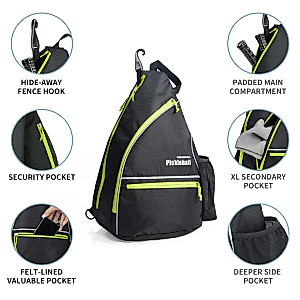 Mangrove Pickleball Bag, Men's & Women's Backpack, Adjustable Sling Bag with Fence Hook/Upgraded Capacity/Safety Pocket/Water Bottle Holder - 2020 Design Pickle Ball Paddle Bag (Green)