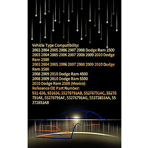 931-636 Door Lock Latch Actuator Motor Assembly FL Front Left Driver Side for 2003-2010 Ram 1500 2500 3500 4500 5500 Replace 55276791AB 55276791AC 55276791AE 55276791AF 55276791AG 55372851AA