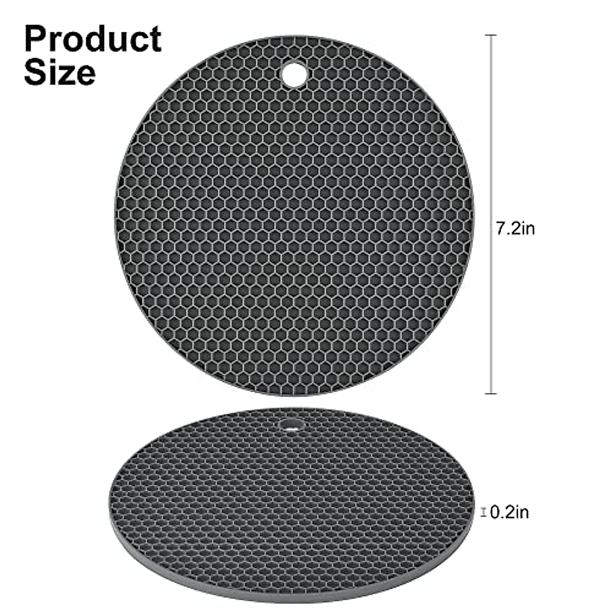 Zoyizi Silicone Trivets for Hot Dishes, Pots&Pans, Hot Pads for Kitchen, Silicone Trivet mat for Table Tops, Silicone Pot Holder for Countertops, Heat Resistant Mat, Round Silicone Mats Set 4 Black
