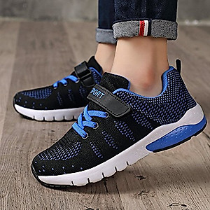 MAYZERO Kids Tennis Shoes Breathable Athletic Shoes Walking Running Shoes Fashion Sneakers for Boys Girls Blue