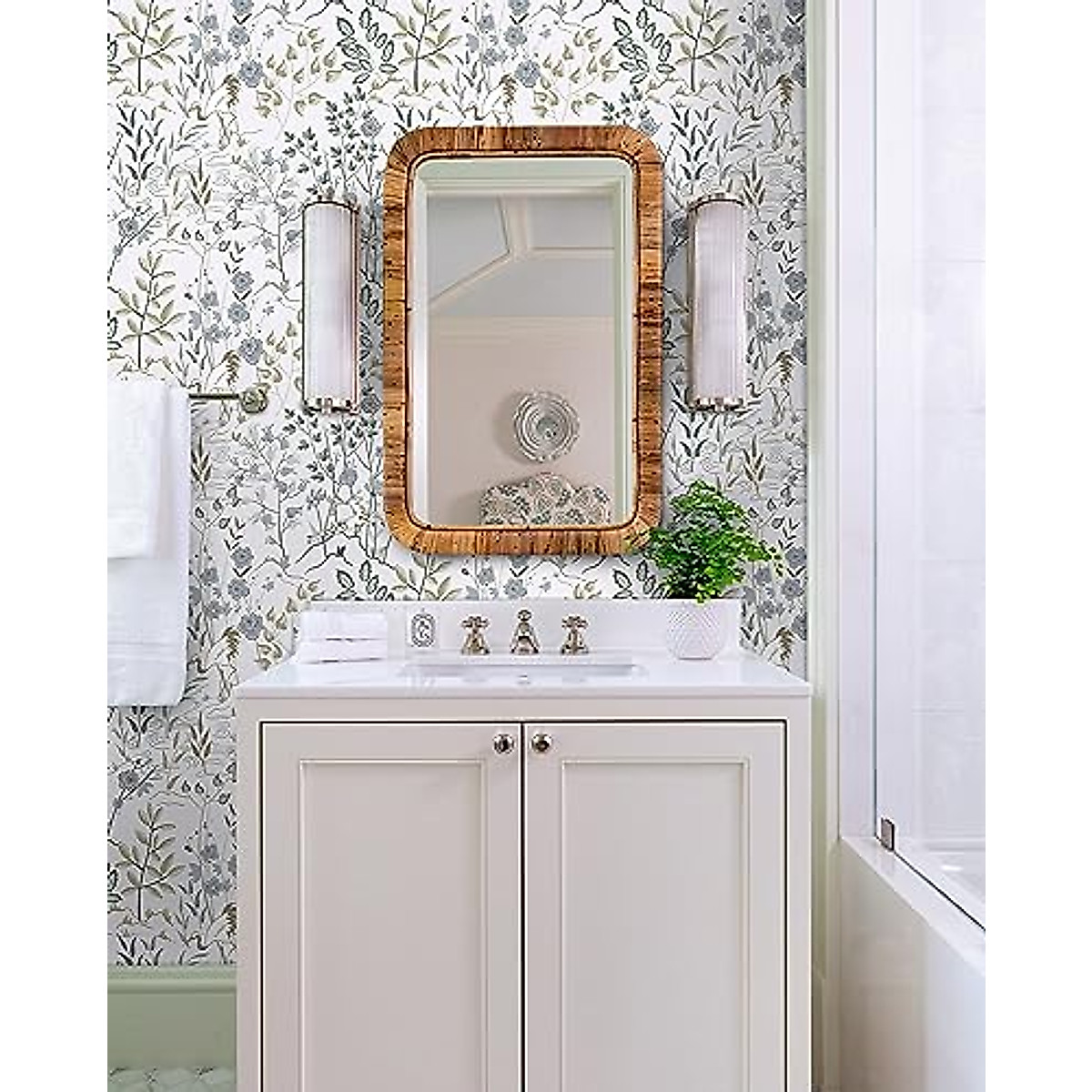 Timeet Floral Wallpaper Peel and Stick Wallpaper Wildflowers Wallpaper 15.4"x118.11" Deer Crane Wall Murals Self Adhesive Removable Wallpaper for Bedroom Living Room Wall Decor