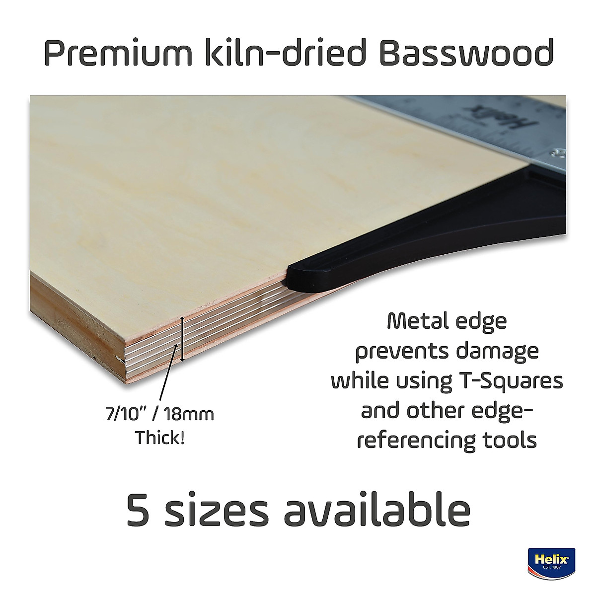 Helix - Wooden Lightweight Drawing Board - 20 x 26 Inch - Metal Edge - Drafting, Art, Sketching and Tracing