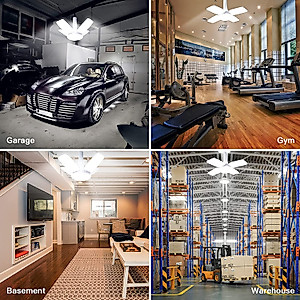 LED Garage Lights 2 Pack Garage Lights LED Light Garage E26 LED Garage Ceiling Lights 60W Deformable Garage Light with 4 Panels, LED Shop Light Garage Lights Ceiling Led for Garage, Working Light