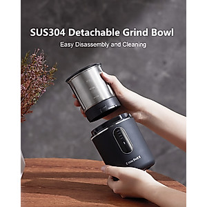 DmofwHi Cordless Coffee Grinder Electric, USB Rechargeable Coffee Bean Grinder with 304 Stainless Steel Blade and Removable Bowl-Black