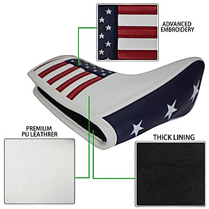 LAISUNTIM Golf Blade Putter Head Cover, USA Stars and Stripes Golf Putter Headcover with Magnetic Closure