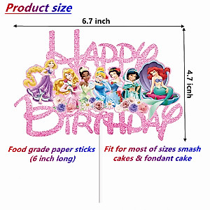 Princess Birthday Party Supplies, Princess Cake Toppers For Girls, Pink Glitter Princess Cake Decorations Castle Party Decorations Theme Birthday Party Suppliers for Princess Party Supplies Décor
