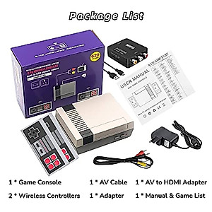 Retro Game Console with 620 Video Games,Classic Mini Game System with Wireless Controller, RCA and HDMI HD Output Plug and Play,Retro Toys Gifts Choice for Children and Adults.