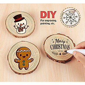 Wood Slices 16Pcs 3.5''-4'' Unfinished Wood Rounds Natural Thicken Slab with Bark for Coasters Centerpieces Wedding Rustic Craft Wooden Christmas Ornaments