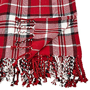 SARO LIFESTYLE Red Plaid Throw Blanket, 50" x60, TH648.R5060
