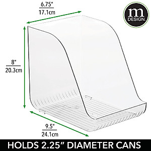mDesign Compact Plastic Kitchen and Pantry Storage Organizer Bin for Tall Skinny Soda/Pop Cans - Kitchen, Pantry, Refrigerator - 4 Pack - Clear