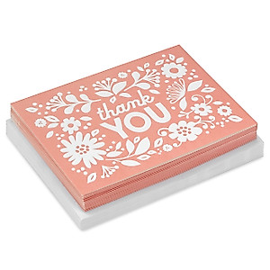 Hallmark Pack of Thank You Cards, Pink Rustic Flowers (20 Thank You Notes with Envelopes for Baby Showers, Weddings, All Occasion)