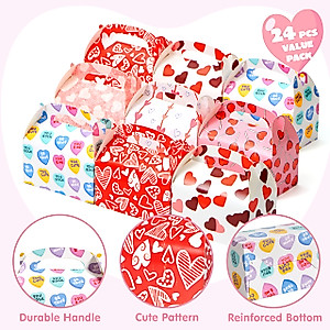 JOYIN 24 Pcs Valentine’s Day Bakery Treat Boxes 6x5.5x3 inch, Valentines Cupcake Cardboard Boxes Cookie Gable Boxes Heart Goody Bags for Valentine Classroom Treats, Party Favors Gift Giving Gift Exchange Gift Box
