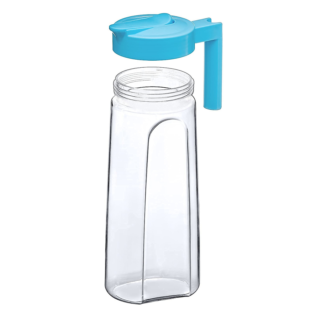 Amazing Abby - Slim - Tritan Pitcher (64 oz), Unbreakable Plastic Water Pitcher with Lid, BPA-Free, Heat-Resistant, Dishwasher-Safe, Great for Both Iced and Hot Drinks, Indoors and Outdoors, Blue