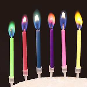 Birthday Cake Candles Happy Birthday Candles Colorful Candles Holders Included (Colorful, 12)