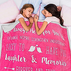 PAVILIA Best Friend Blanket for Women, Friendship Gift Blanket for BFF Besties, Soft Fleece Sherpa Throw Blanket, Birthday Gift for Best Friend, Soul Sister, Long Distance, Girl Friend (Pink)