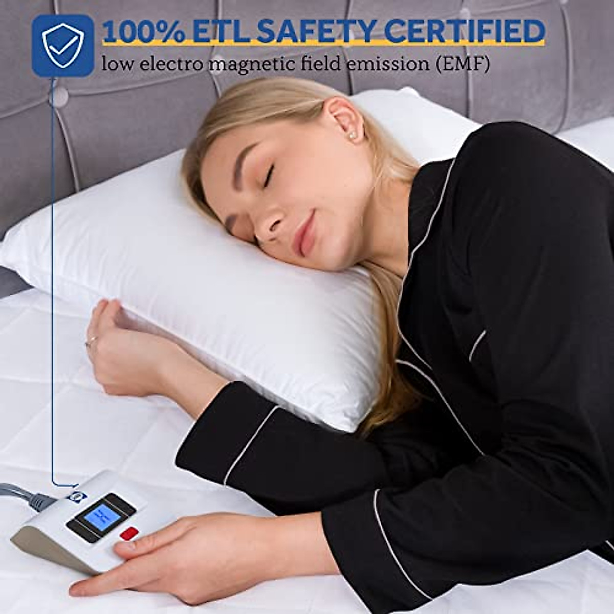 Sealy 3M Scotchgard Heated Mattress Pad | Quilted Cotton Electric Bed Warmer with 10 Heat Setting Dual Controller | 1-12 Hours Auto Shut Off | 17" Deep All Around Elastic Pocket, Cal King