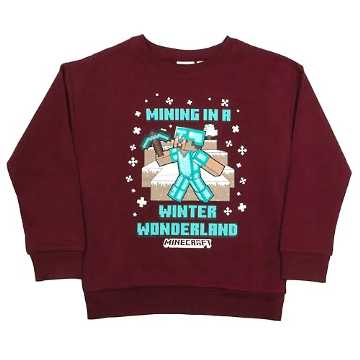 Minecraft Boys 2-Piece Set - Holiday Sweatshirt & Jogger Pants 2-Pack Bundle Set for Kids and Toddlers (Size 6/7, Maroon/Grey)