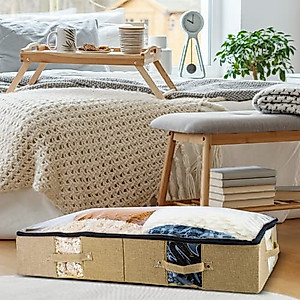 Underbed Storage Container / Closet Organizer/ Storage Bins For Underbed Storage or Bedroom Organization | 4 Handles & 4 Windows | 2 Pack |