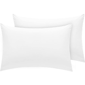 Youth Pillowcase 16" x 22" Size Pack of 2 Pieces Kids Travel Pillow Cover Zipper Closure 500 Thread Count 100% Egyptian Cotton & Hypoallergenic Fits Pillows Sized 12x16, 13x18 or 14x19 White
