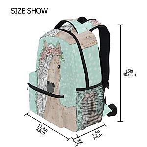 Flower Horse School Backpacks Blue Pony Student Backpack Big For Girls Boys Elementary School Shoulder Bag Bookbag Fairy Tale