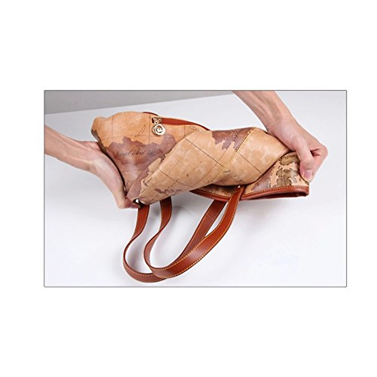 Faux Leather Vintage Novelty World Map Backpack Travel Lacing Bag Hot 03