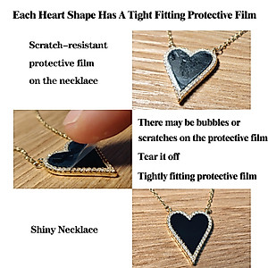 JINGDR Black Heart Necklace for Women Trendy Preppy Jewelry Gold Plated Black Love Heart Pendant, Heart Paperclip Chain Necklace Cute Heart Necklaces for Women Dainty Jewelry (Black)