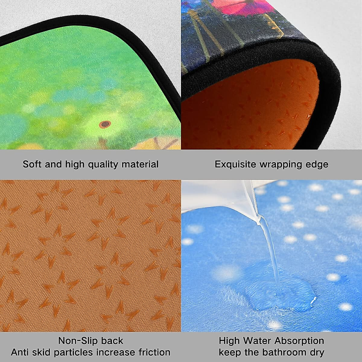 Emelivor Spring Kitchen Rugs and Mats 2 Piece Non Slip Washable Flower Runner Rug Set for Floor Rainbow Kitchen Decor and Accessories